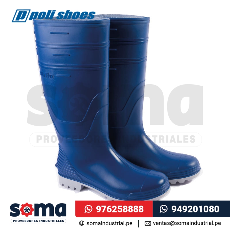 Bota de PVC Midi Flex Azul Poli Shoes » Precio por Mayor » Somaindustrial